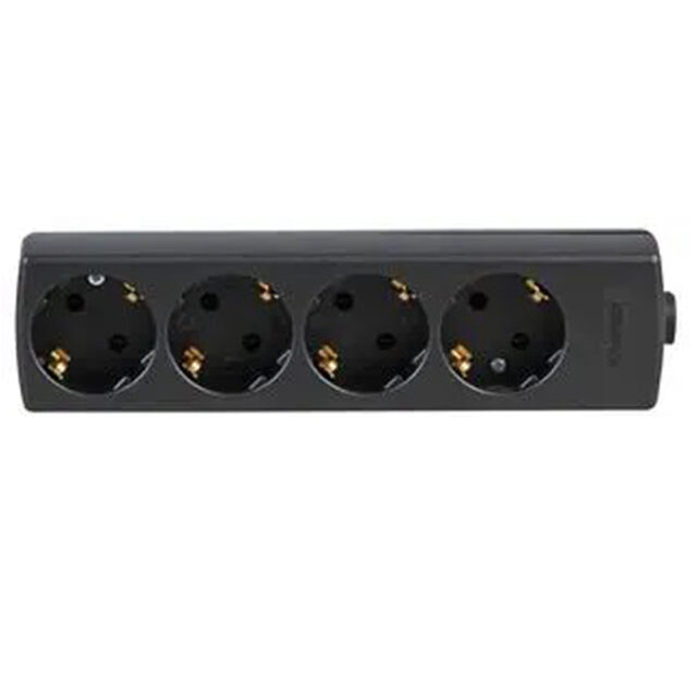4 Gang Schuko Trailing Socket,Black - Concordia Technologies