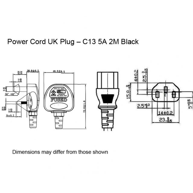 UK Moulded Plug 5A Fuse Power Leads - Concordia Technologies
